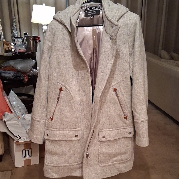 J. Crew | Jackets & Coats | J Crew Womens Light Gray Hooded Trench Coat ...